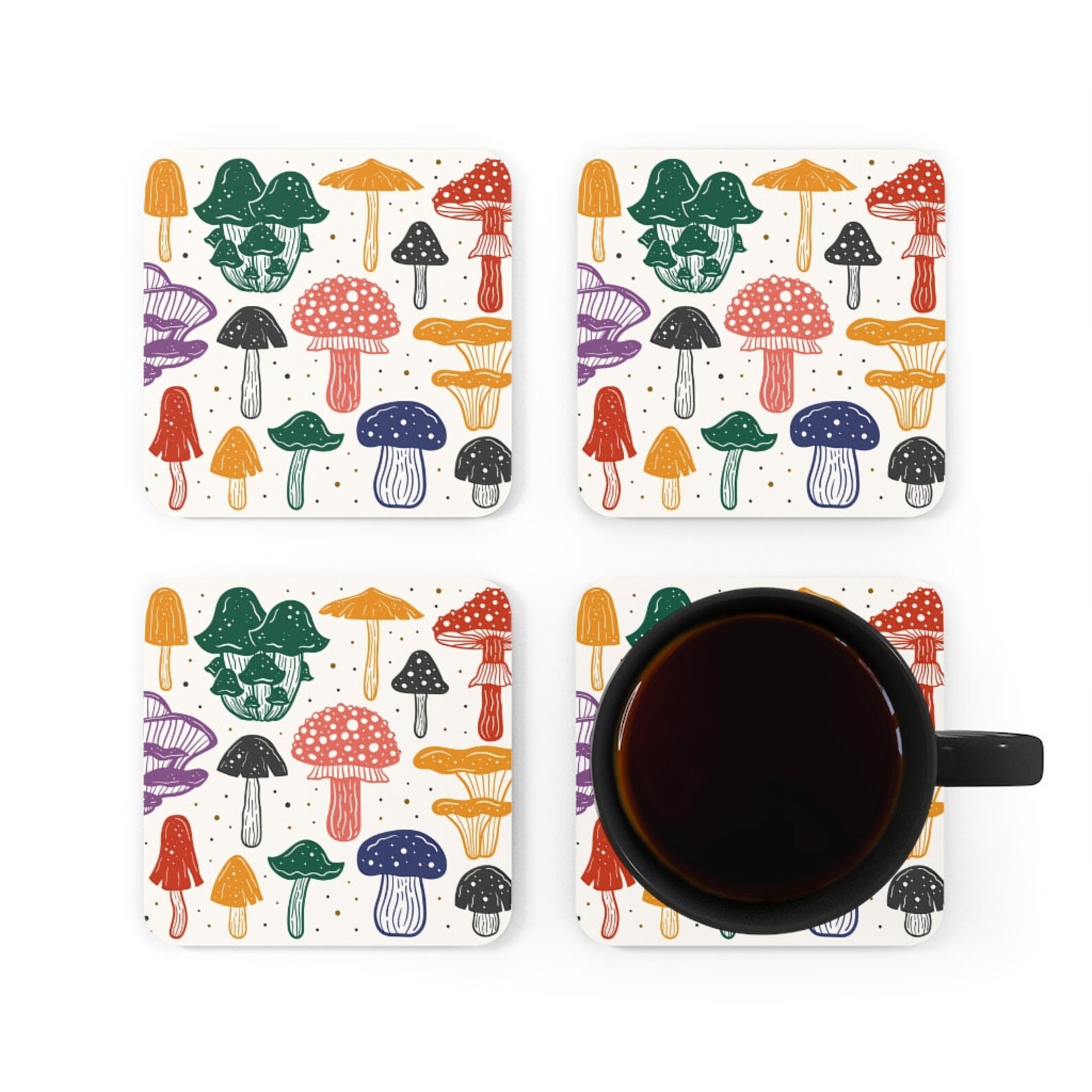 Mushroom Cork Coaster Set, Drink Coasters, Table Coasters, Home ...