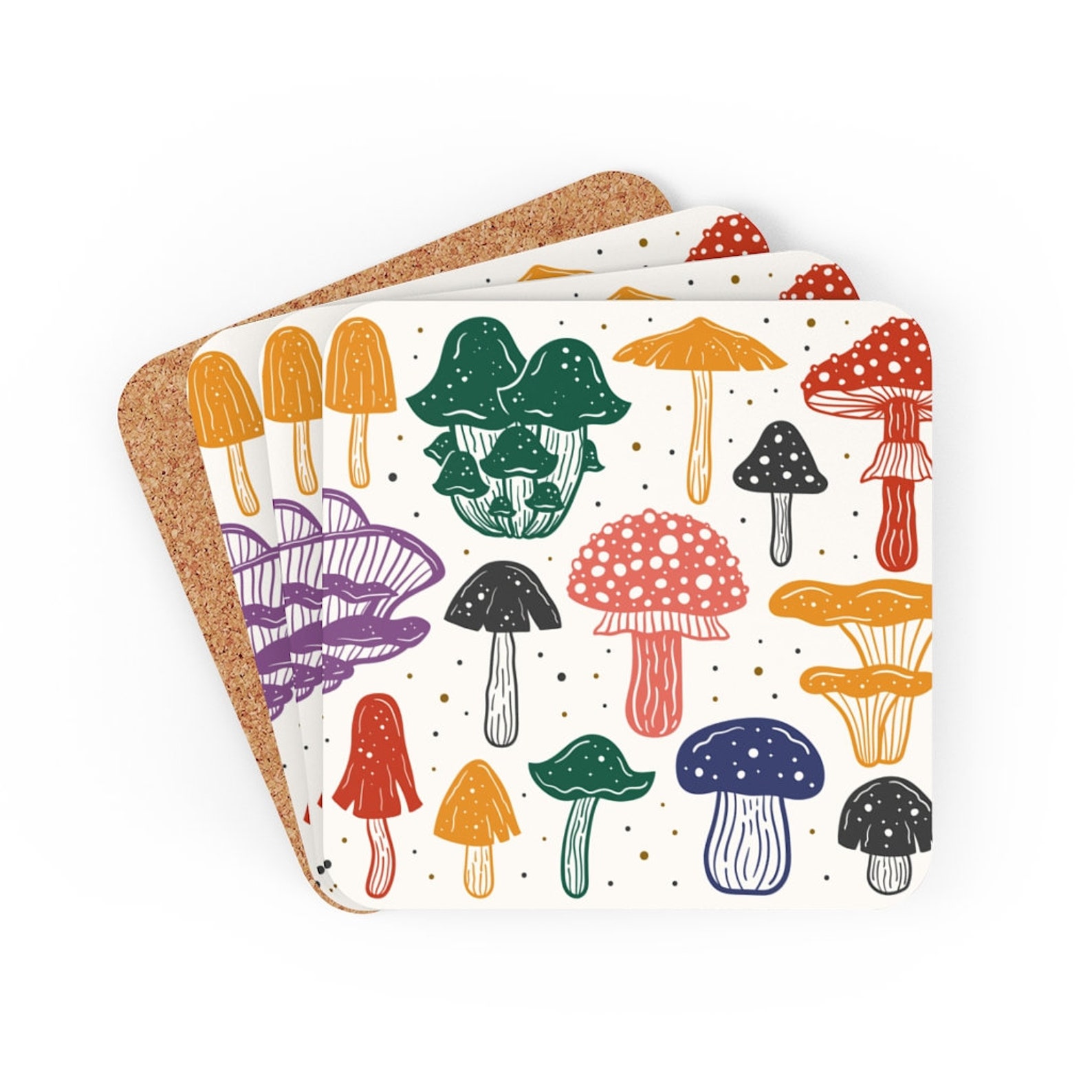 Mushroom Cork Coaster Set, Drink Coasters, Table Coasters, Home ...