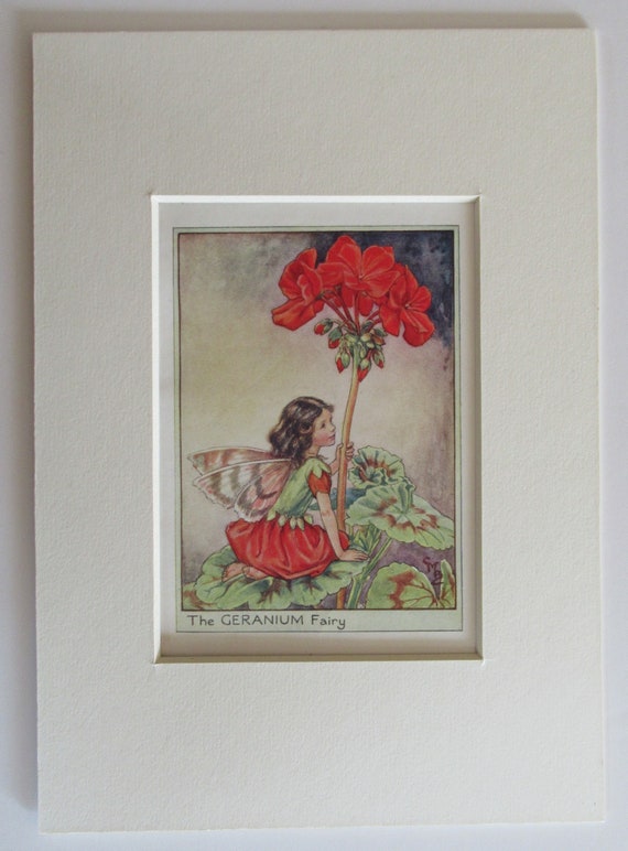 Flower Fairies/Fairy: The GERANIUM FAIRY Vintage Print | Etsy