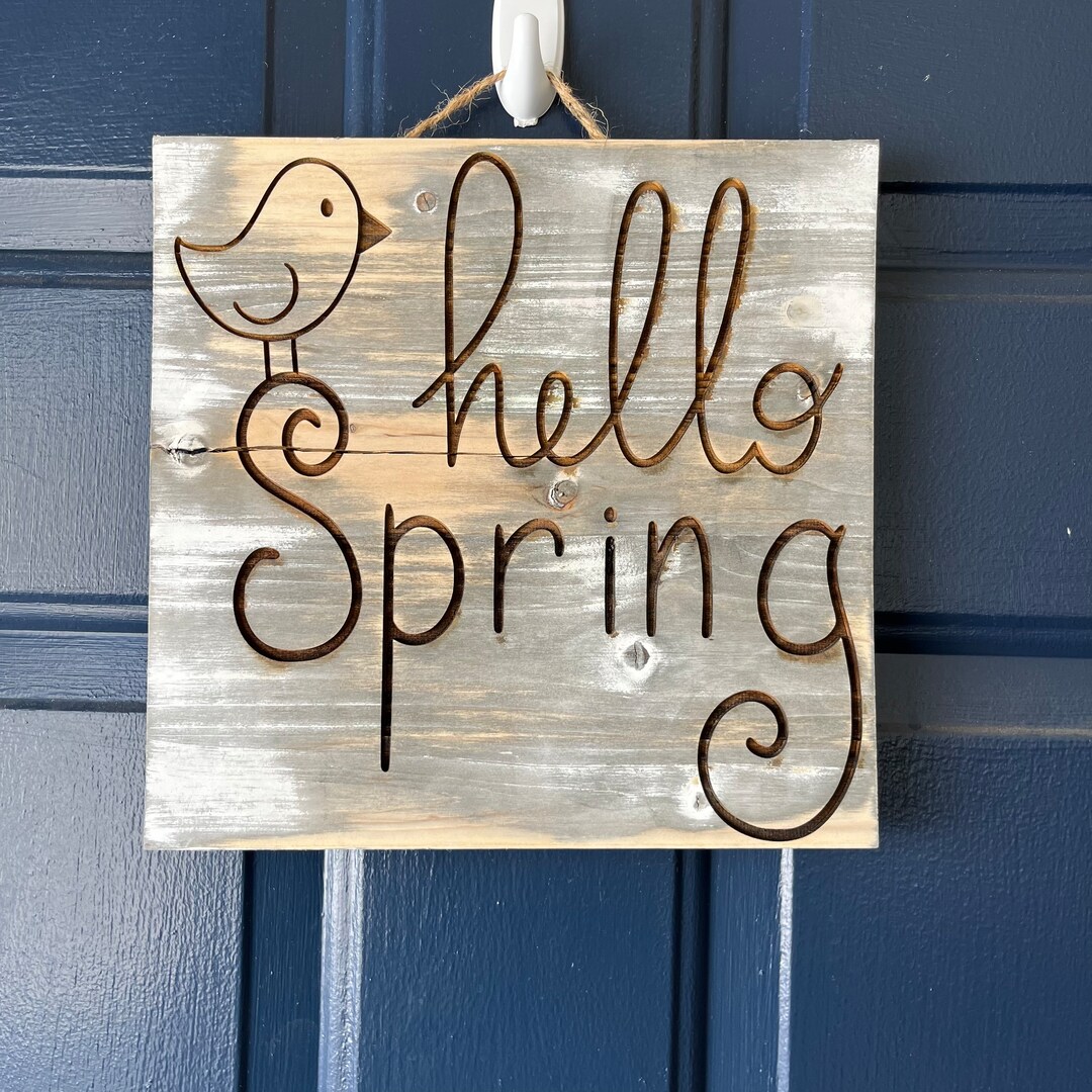 Hello Spring Sign Spring Wall Decor Spring Door Hanger Spring Decor ...
