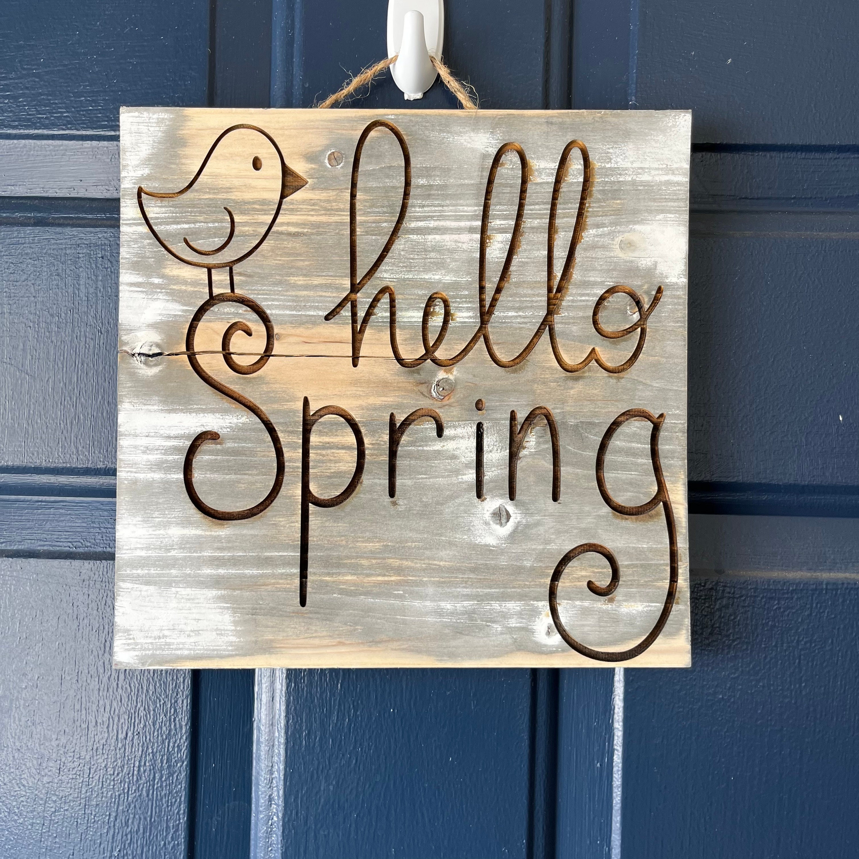 Hello Spring Sign Spring Wall Decor Spring Door Hanger Spring Decor ...