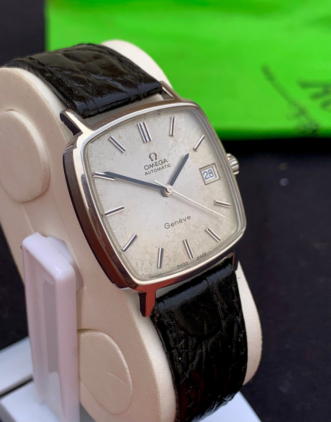 Vintage Omega Geneve Automatic Watch: English Made Dennison Stainless ...