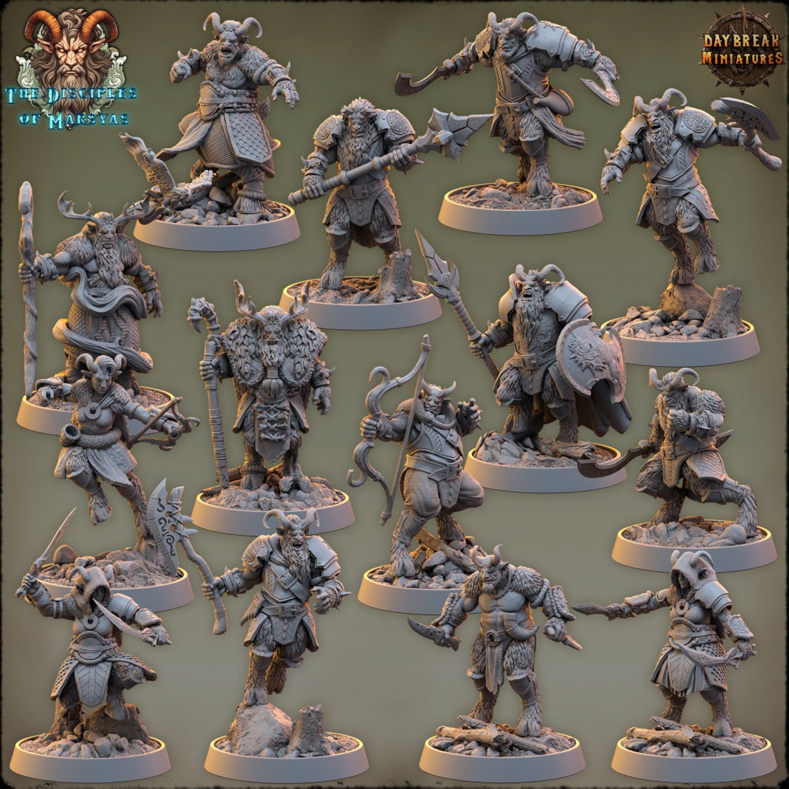 14 PC the Disciples of Marsyas / Satyr Miniatures / D&D / Tabletop RPG ...