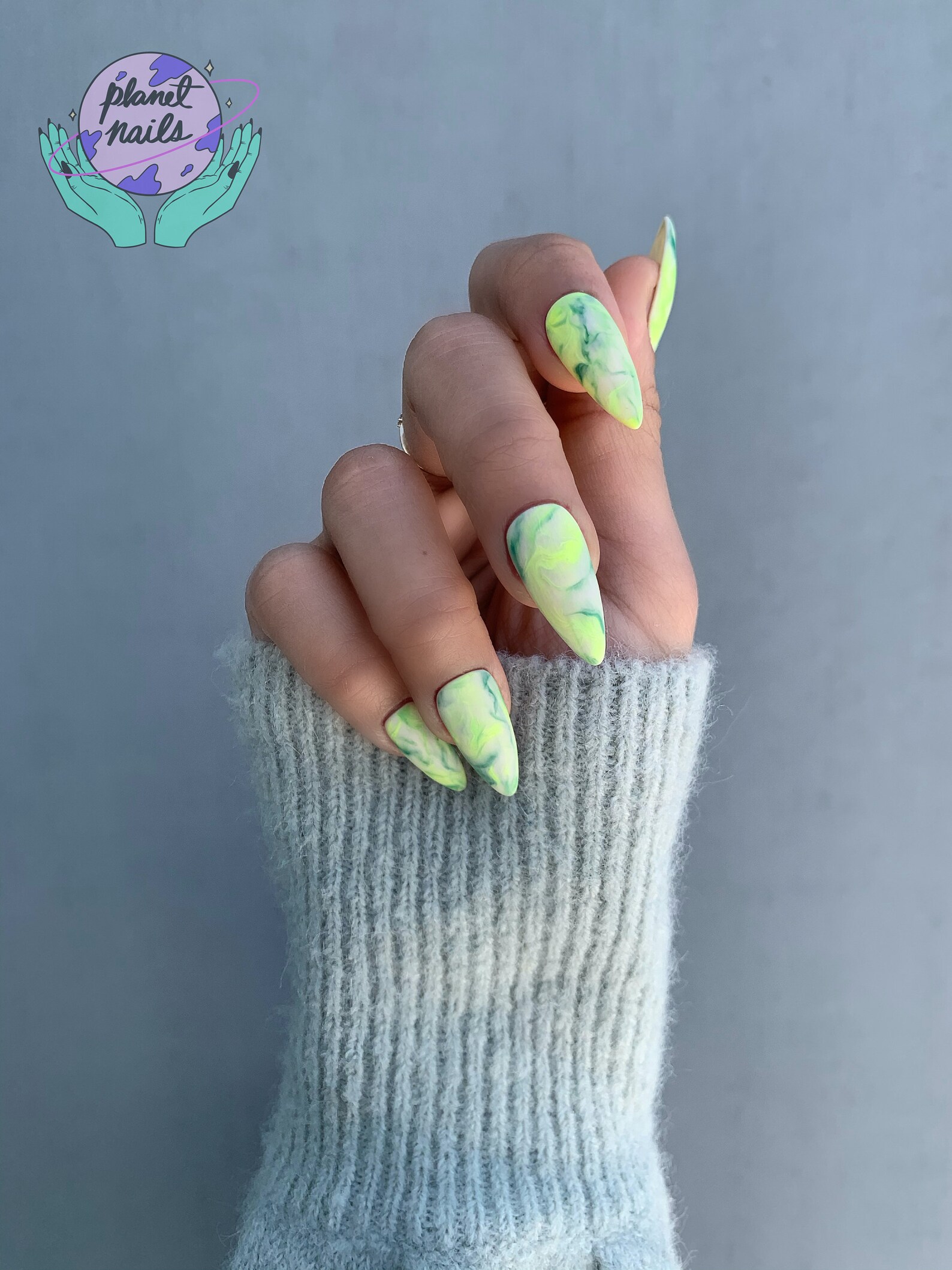Green Smoke Press on Nails PLANET NAILS Green Nails - Etsy
