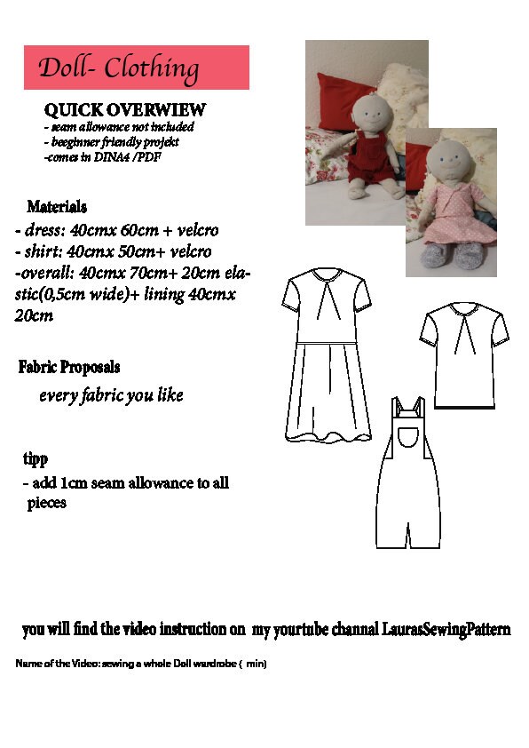 Sewing Patterns/cutting Patterns/doll Clothing/doll Clothes/doll ...