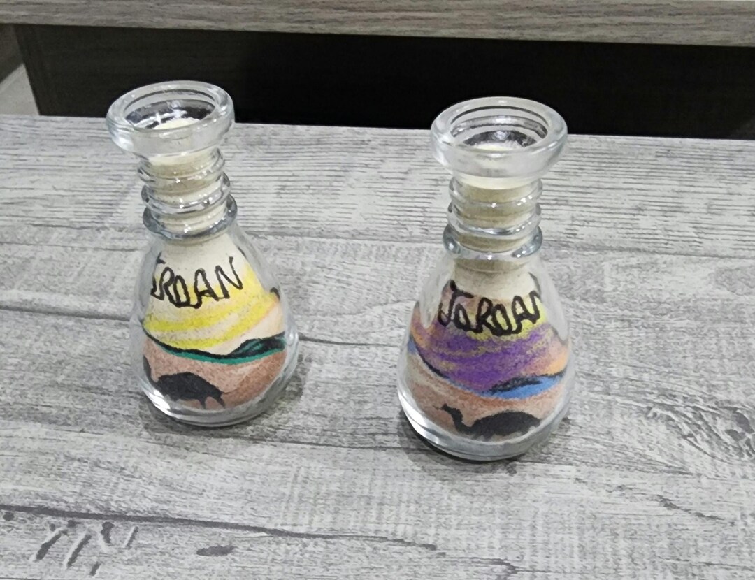 Jordan Colored Sand Art in Antique Glass Bottle Desert Camel Design ...