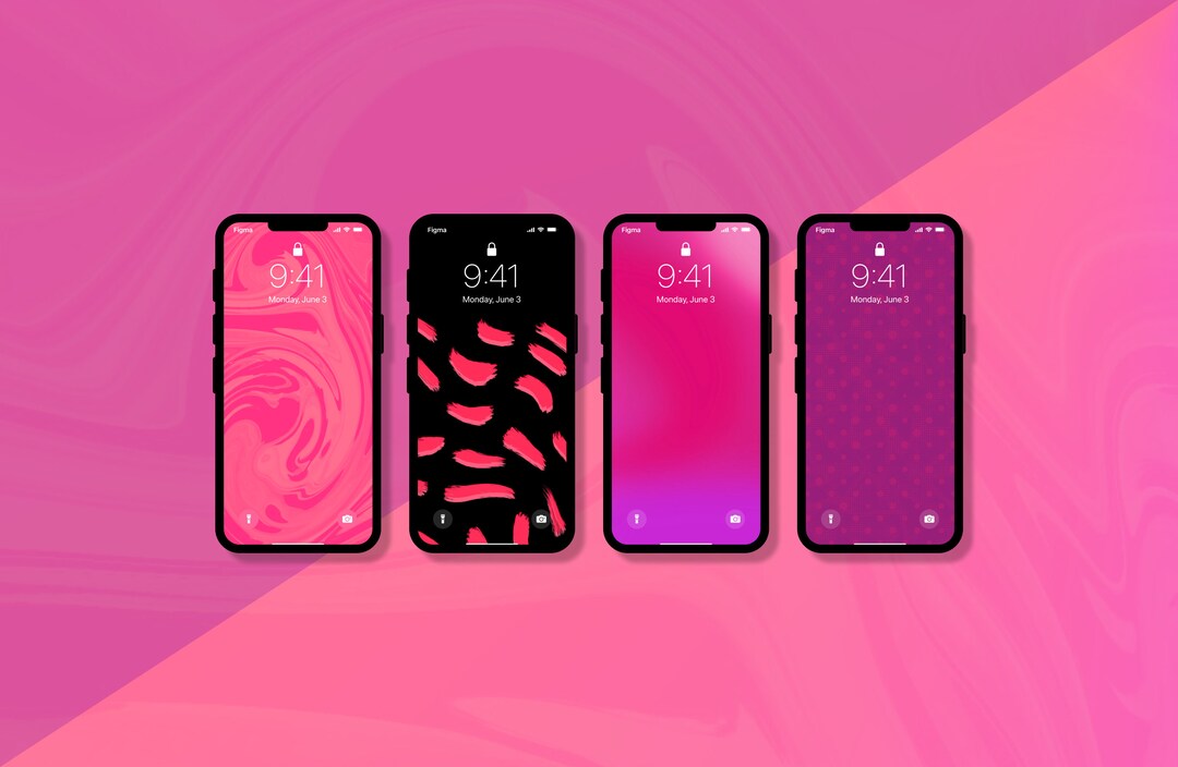 4-pack Bright Pink Abstract Wallpaper by Anna Martine | Pink and Purple ...