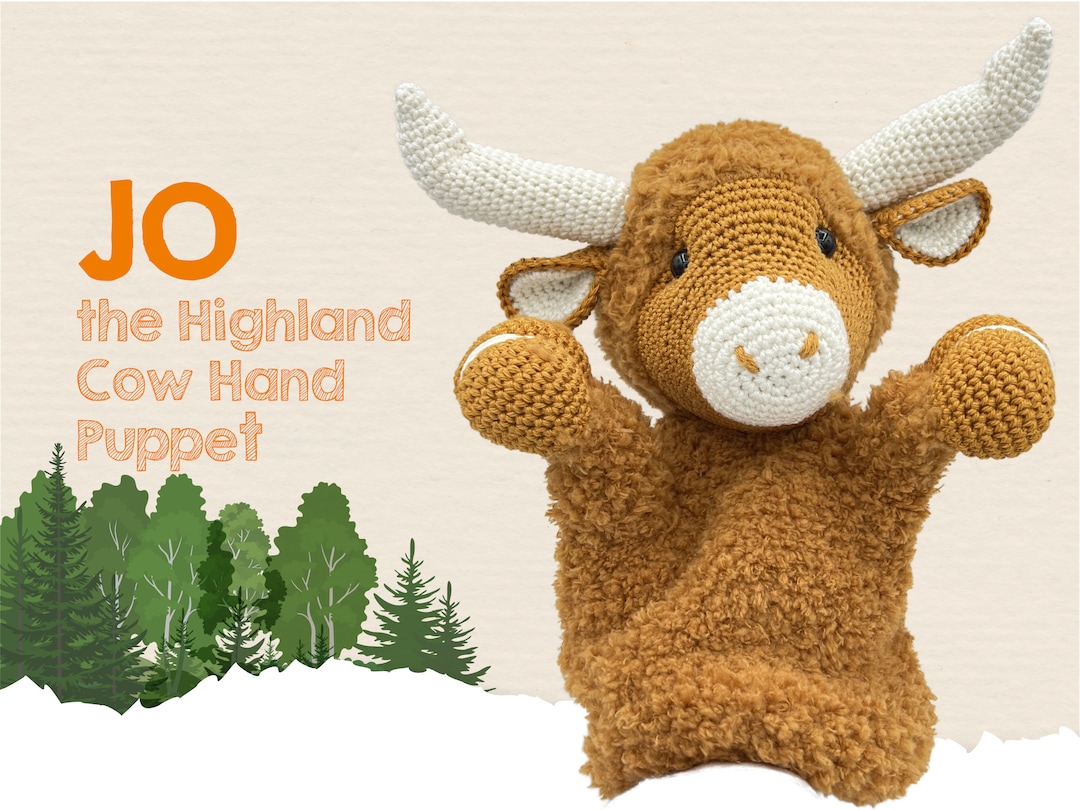 Crochet PATTERN Highland Cow Hand Puppet Furry & Cotton Amigurumi PDF ...