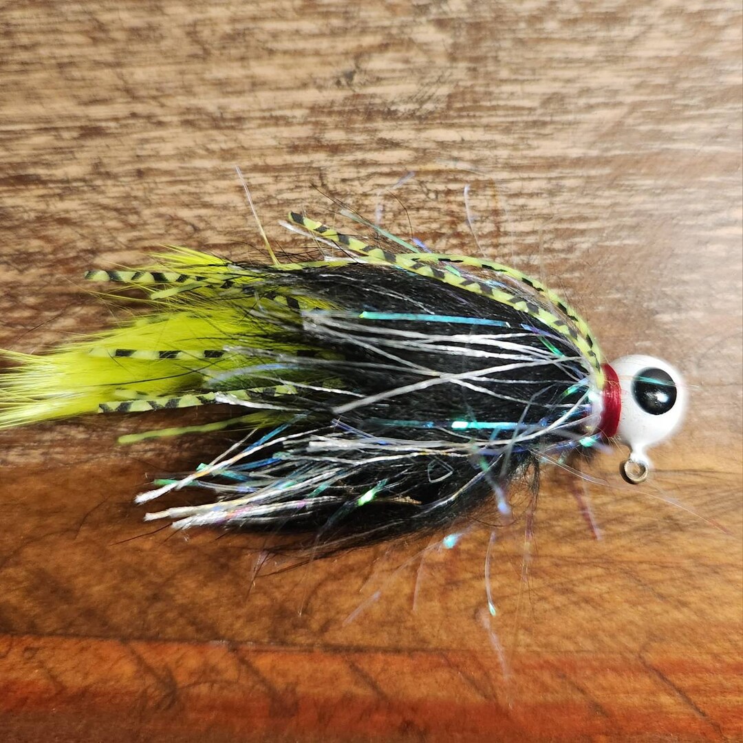 Evil Leprechaun Black Zonker Jig With Chartreuse Tail, and Rubber Legs ...
