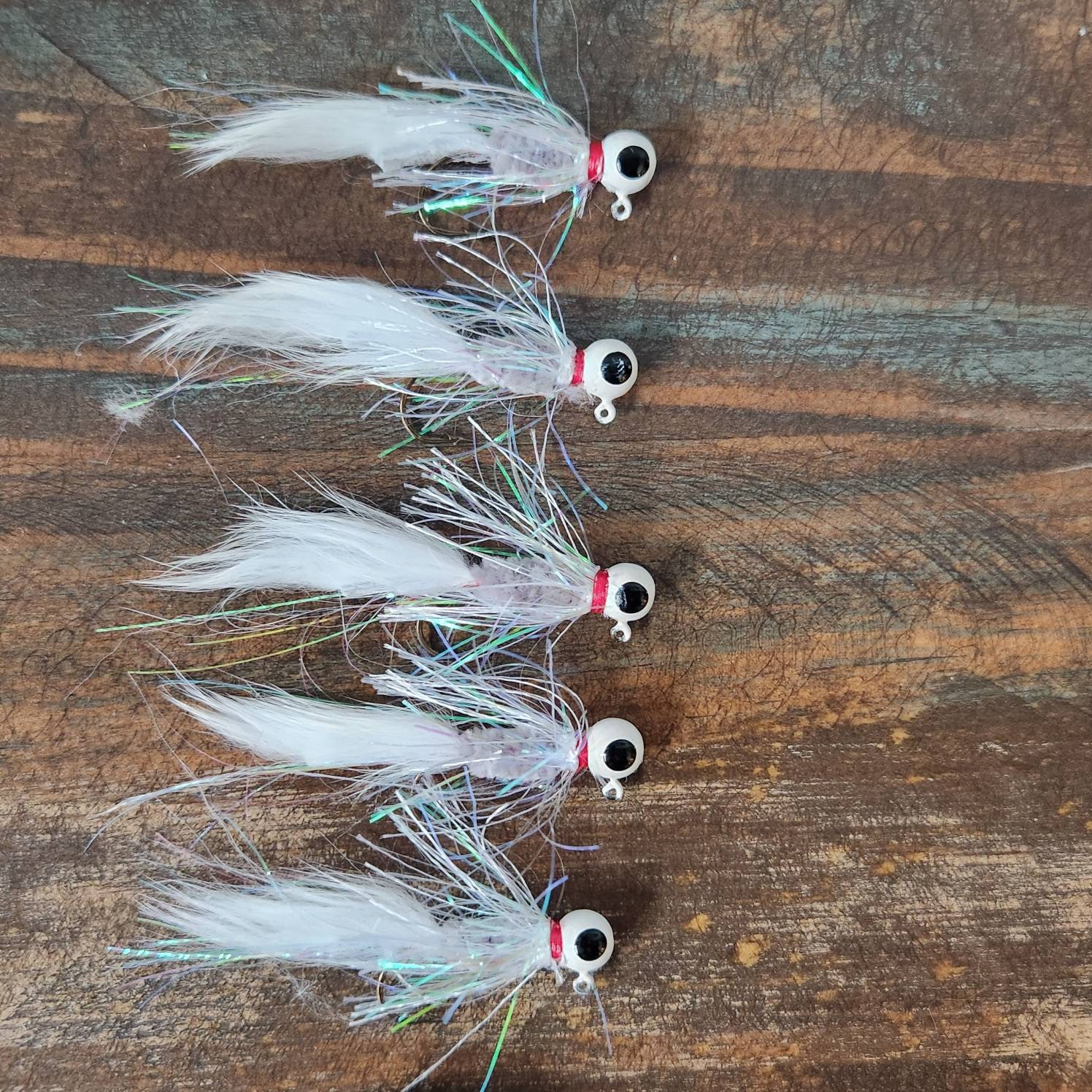 5 Pack Hand Tied Crappie Jigs Grey, Flash, 1/8 and 1/16 Ounce. Custom ...