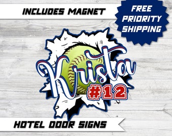 Softball Magnetic Locker Tags - Etsy