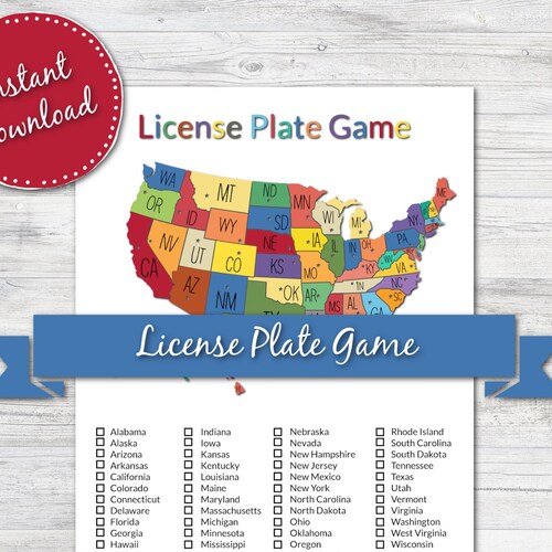License Plate Bingo Car Game Printable Bingo Travel Activity - Etsy