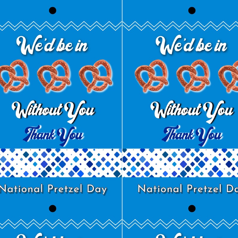 National Pretzel Day Thank You Tag Instant Download april - Etsy