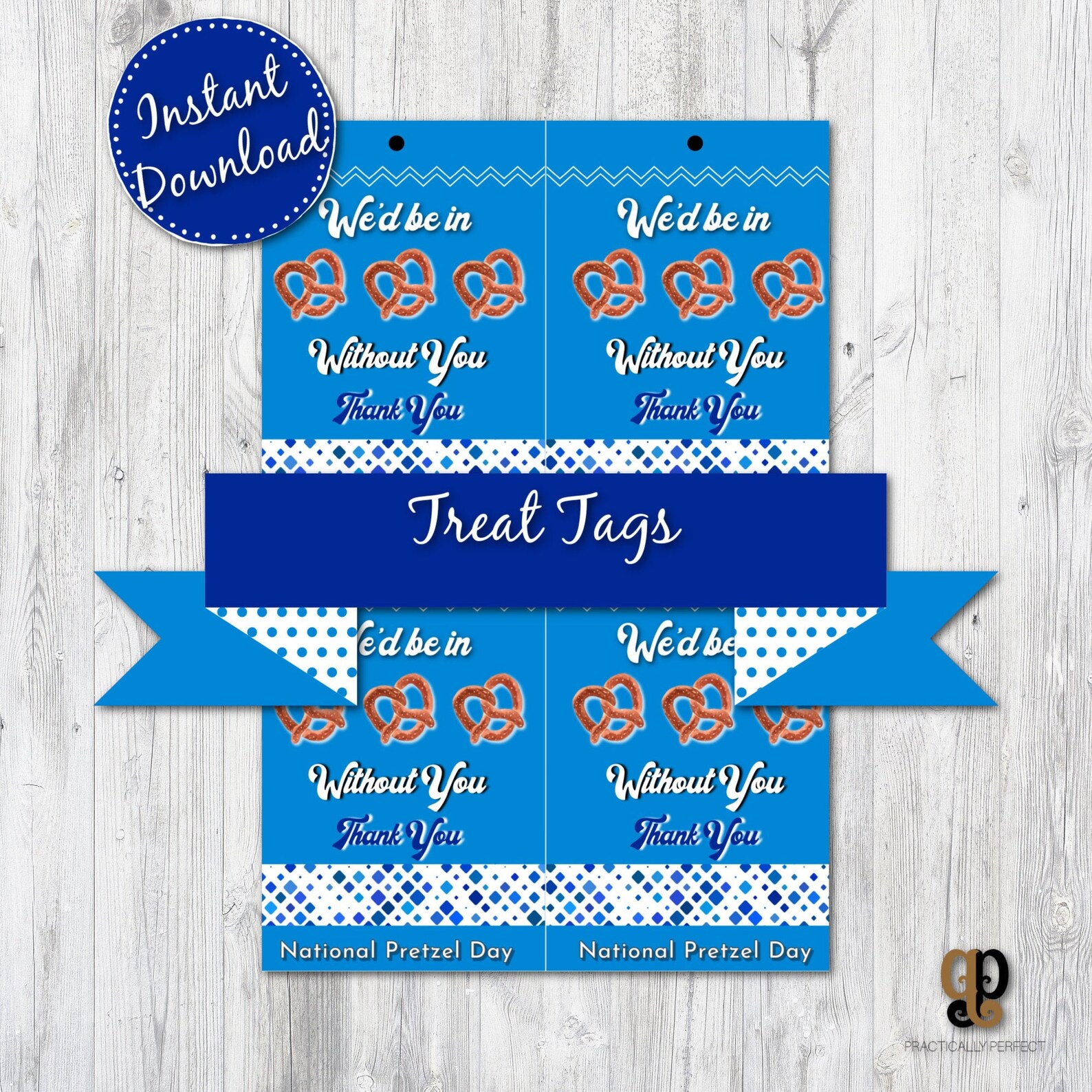 National Pretzel Day Thank You Tag Instant Download april - Etsy
