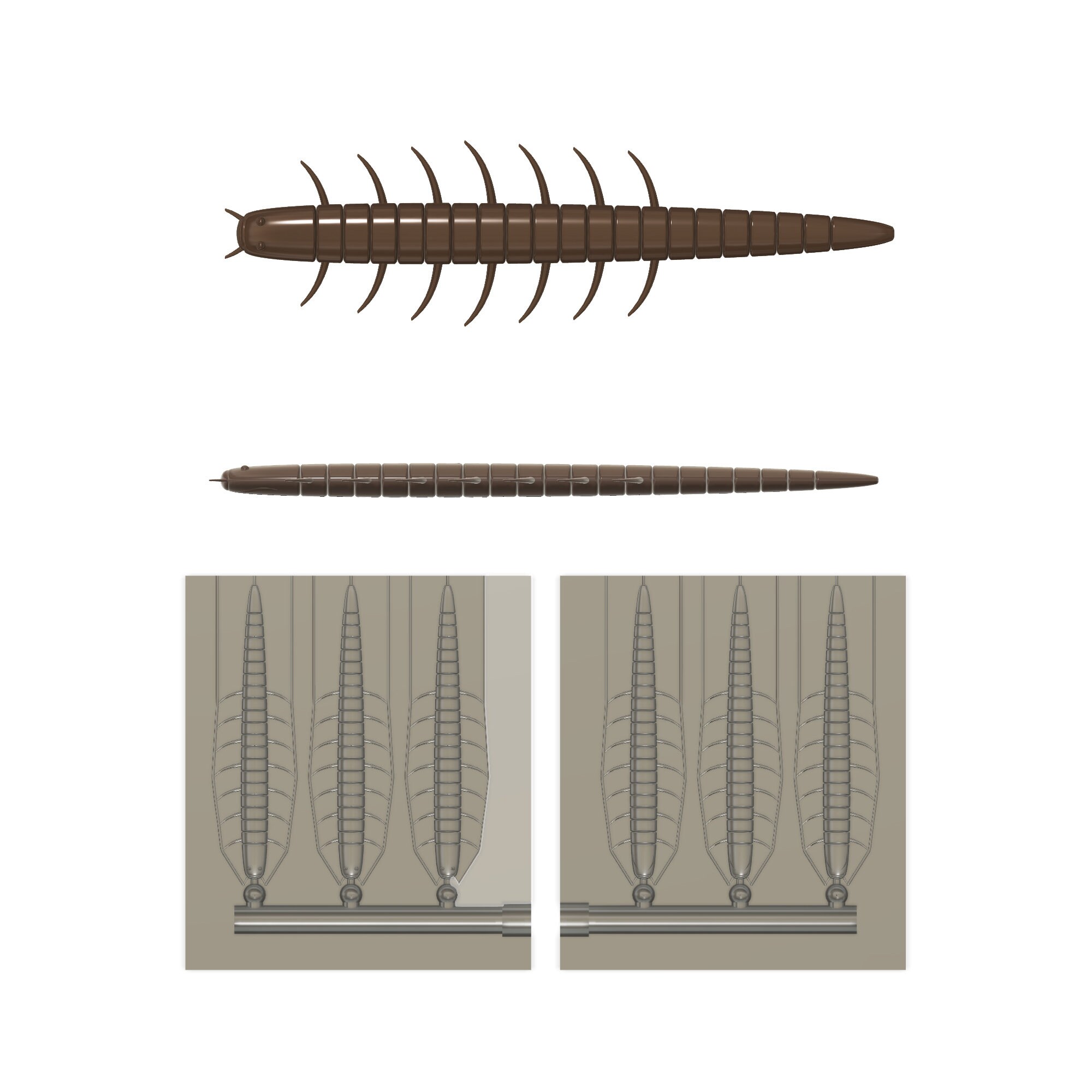 Digital File: Mold 100 Mm. Centipede Lure. 3D STL, STEP File for CNC ...