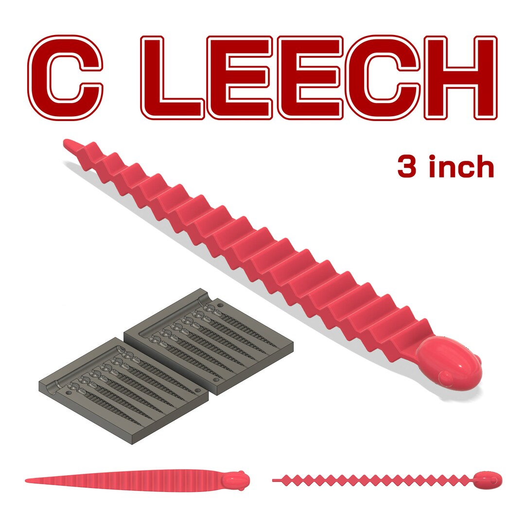 Digital File: Mold "c Leech 3 Inch" Lure. 3D STL, STEP File for CNC and ...