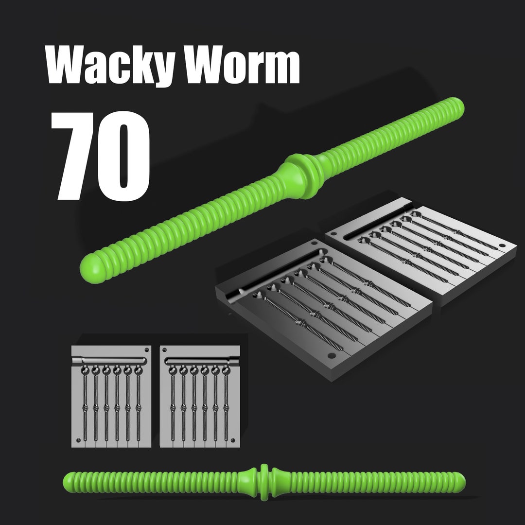 Digital File: Mold Wacky Worm 70mm. 3D STL, STEP File for CNC and 3D ...