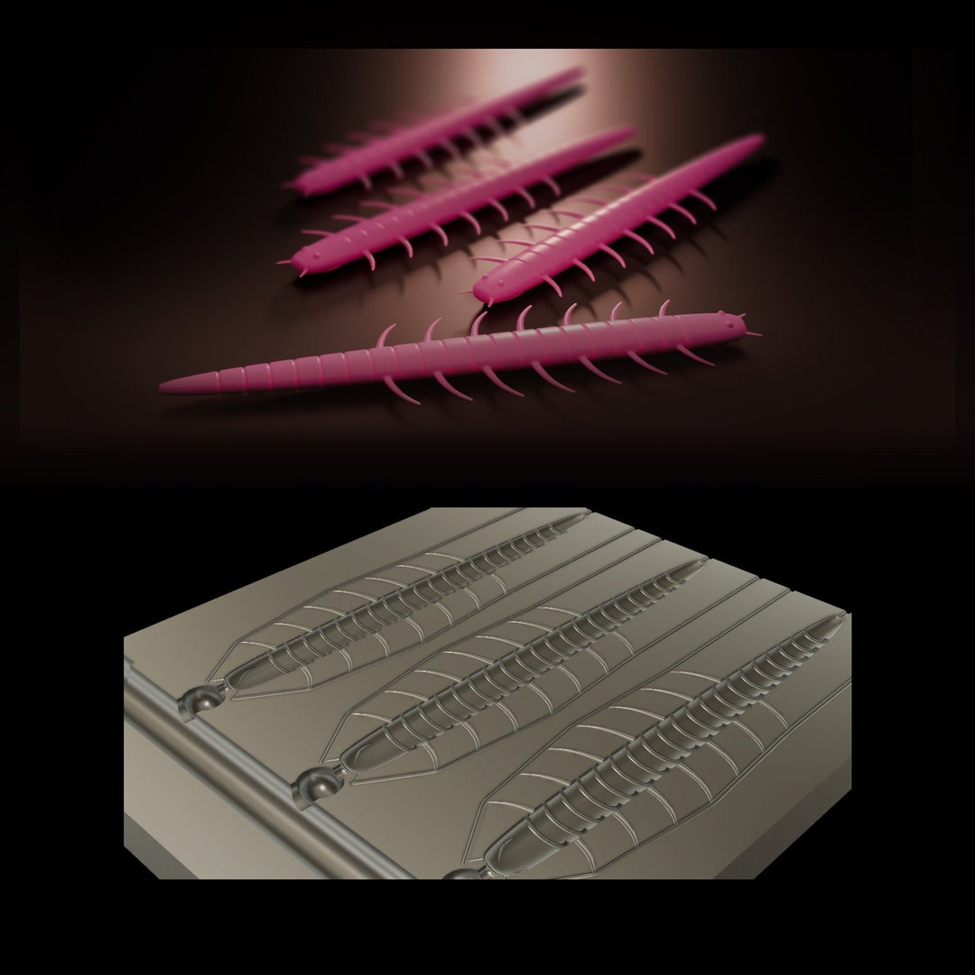 Digital File: Mold 100 Mm. Centipede Lure. 3D STL, STEP File for CNC ...