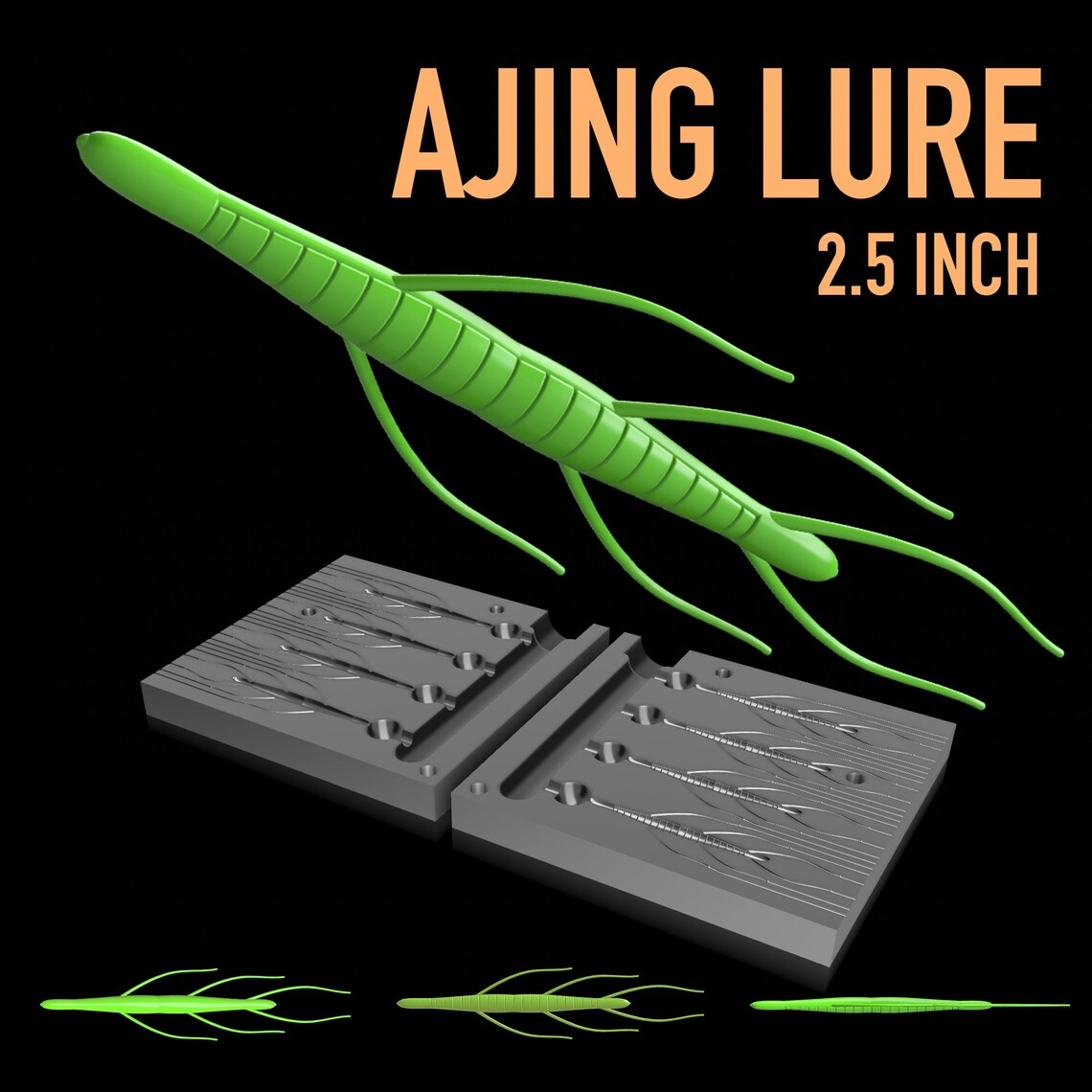 Digital File: Mold Ajing Lure 2.5 Inch STL, STEP, for 3d Print and Cnc ...
