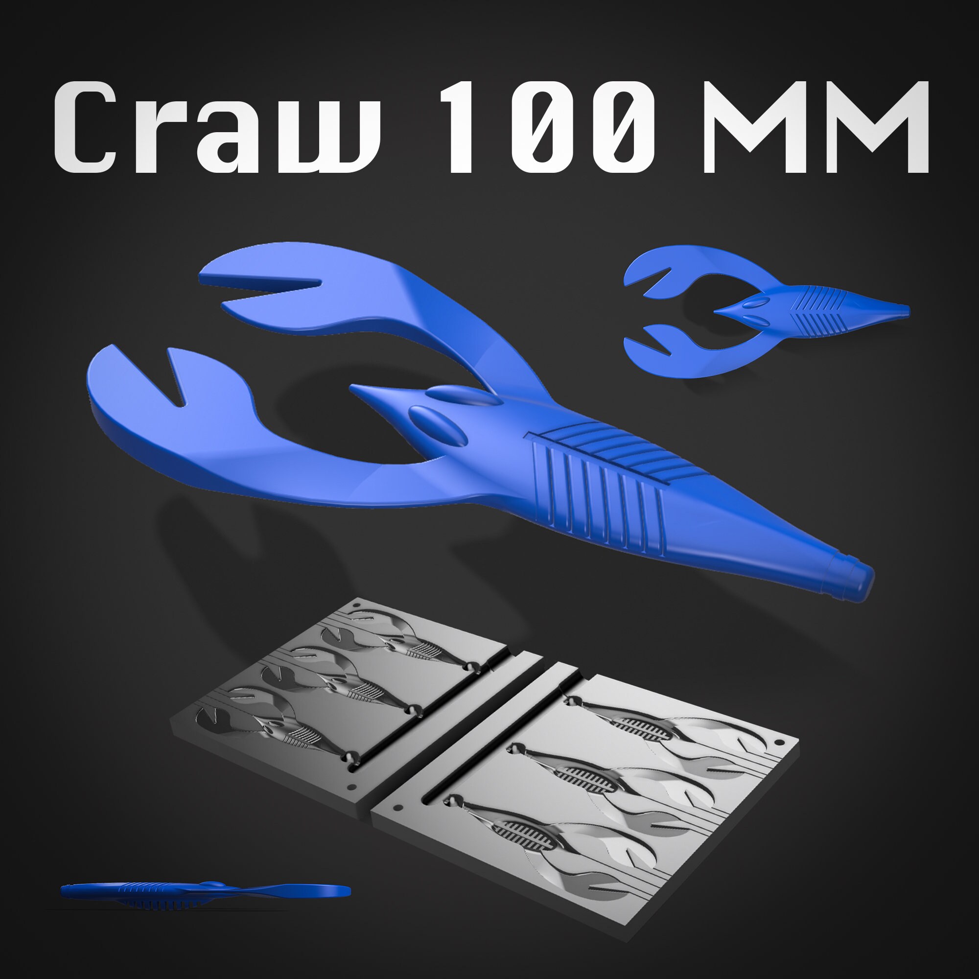 Craw 100mm Mold: 3D STL, STEP File for CNC & 3D Print - Etsy