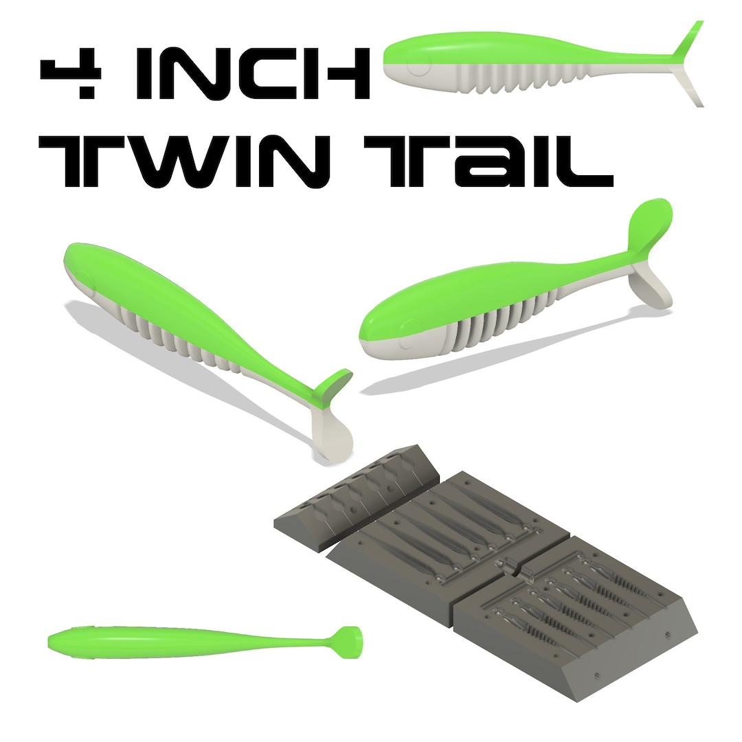 Digital File: Mold Twin Tail 4 Inch. 3D STL, STEP File for Cnc and 3D ...