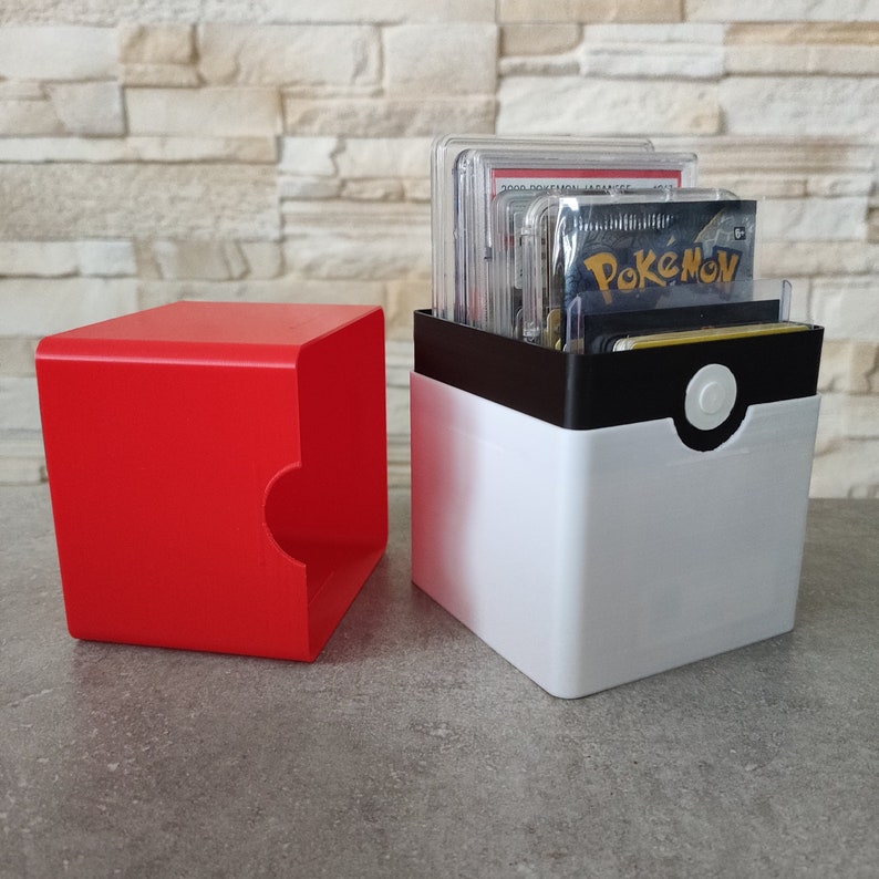 Poke Ball Storage Box Pokemon Cards Toploader PCA PSA CGC Deck Box ...