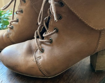 Vintage 80s Suede Caramel Brown Lace up Ankle Booties 7 - Etsy