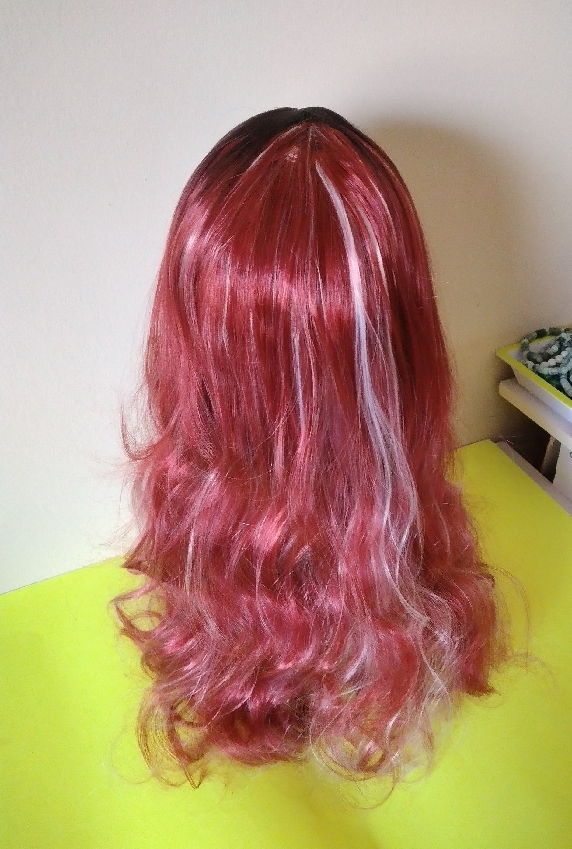 Long Red Wig Long Dark Red Wig Black Roots Ombre to Dark Red - Etsy UK