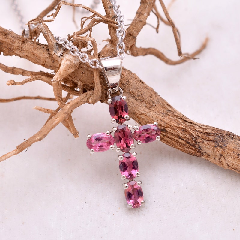 Pink Cross Necklace - Etsy