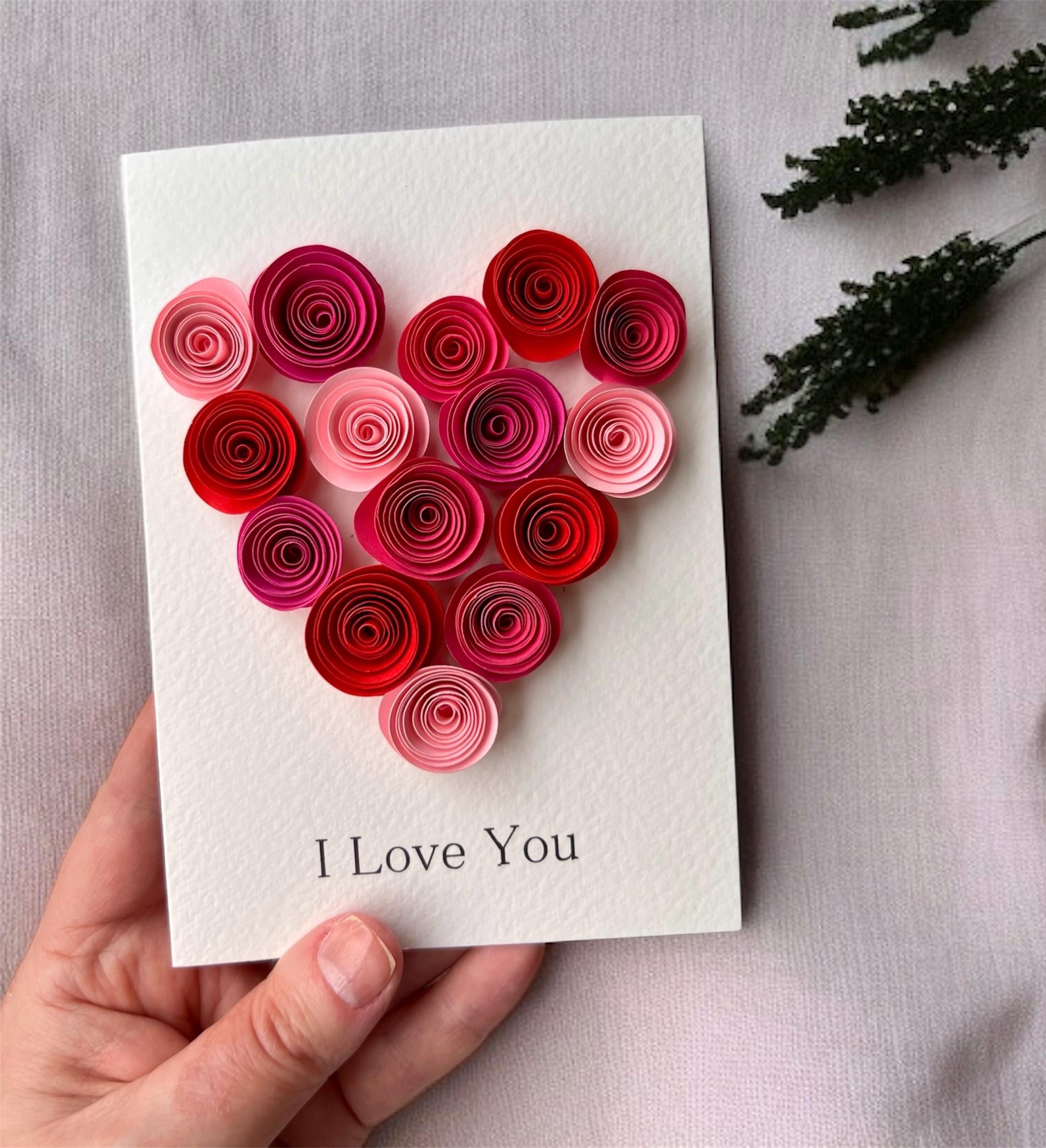Romantic Quilled Heart Greeting Card, Anniversary or Valentine's ...