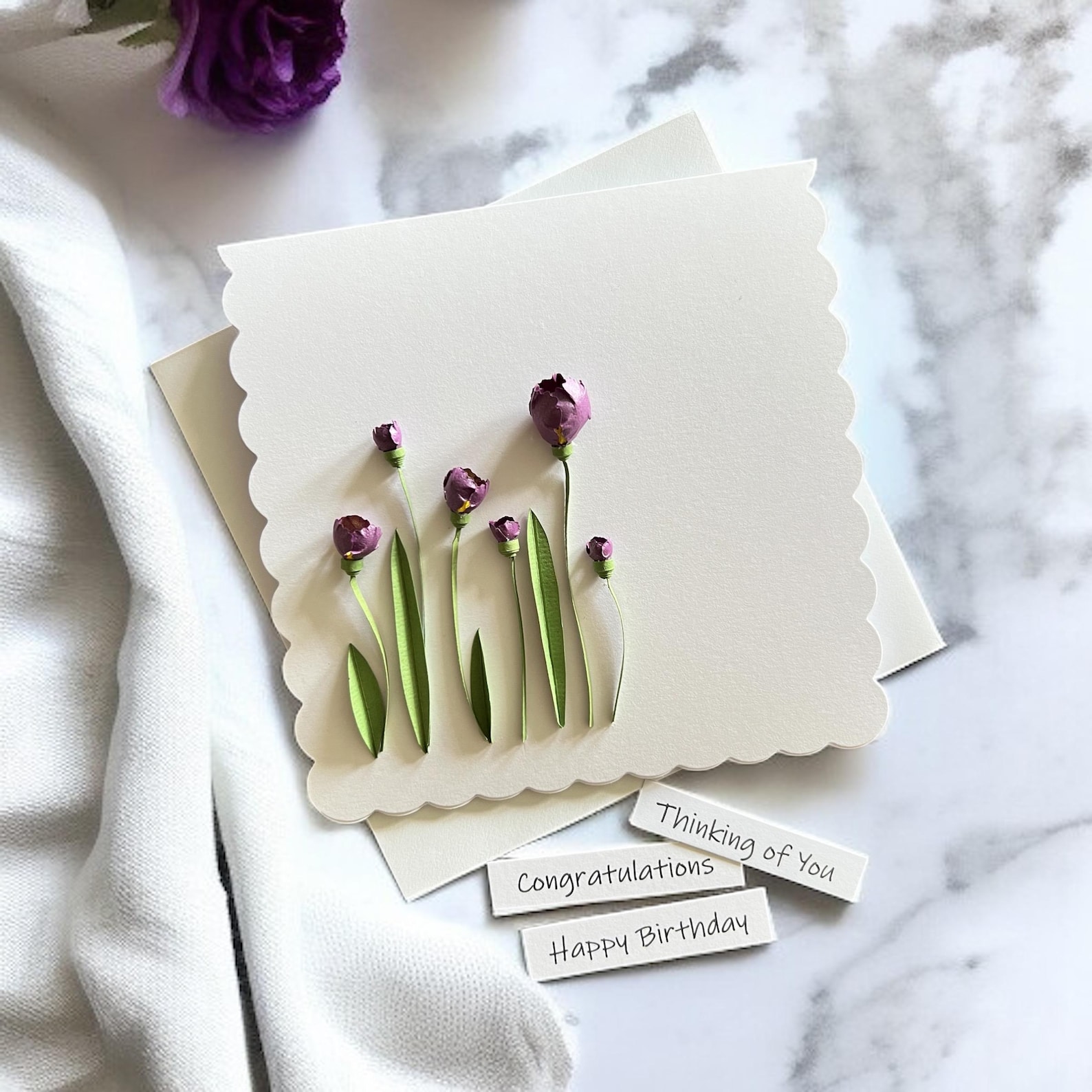3D Handmade Floral Greeting Card - Luxury Birthday Square Cards, Custom ...