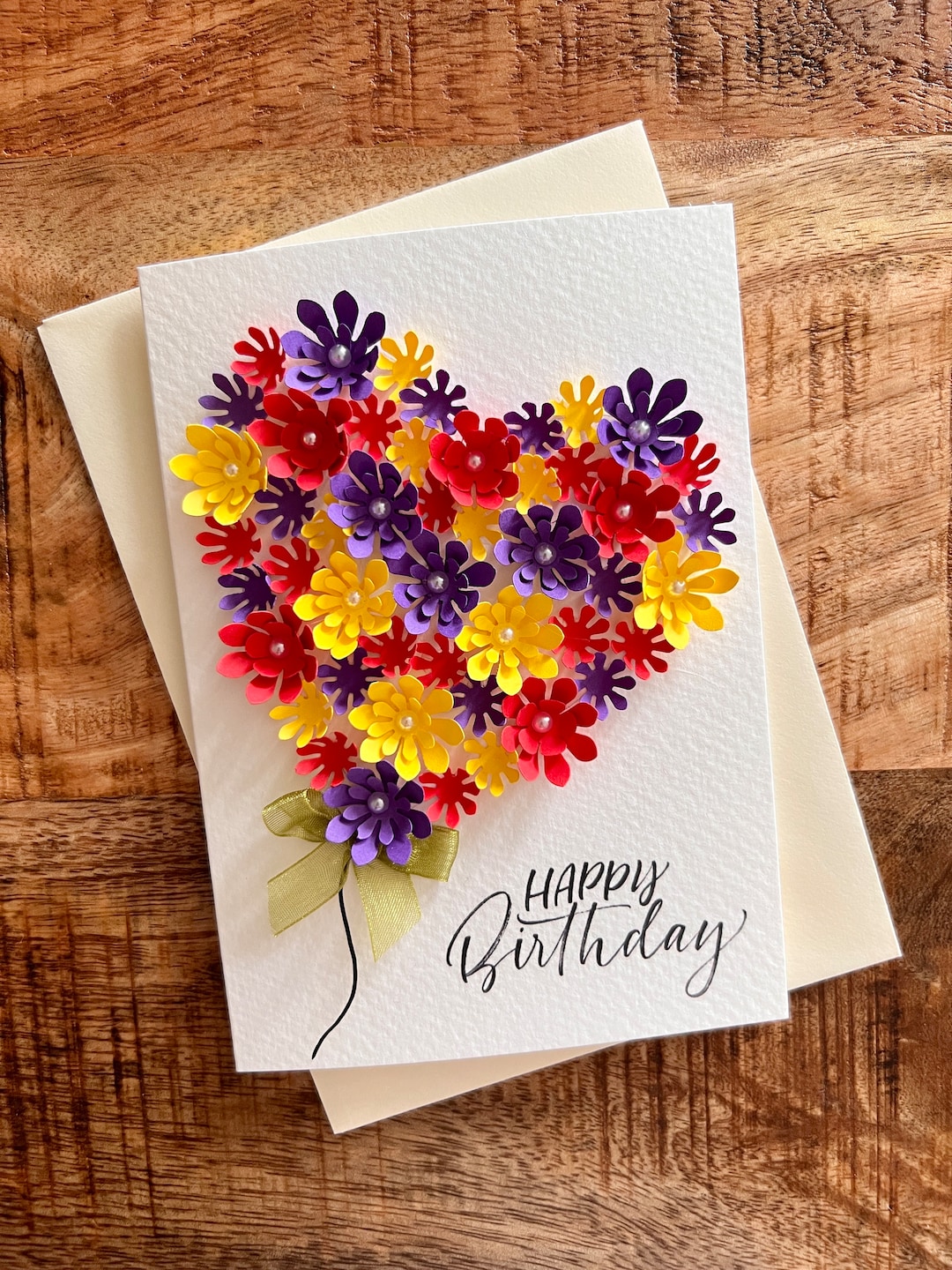 3D Floral Heart Greeting Card: Handmade Anniversary Cards - Etsy