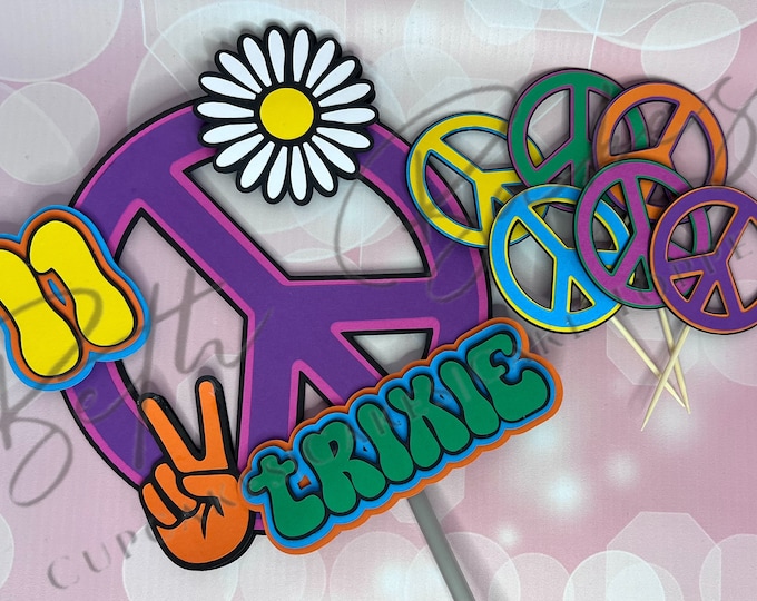 Bright Hippy Peace Daisy Cake Topper - Etsy