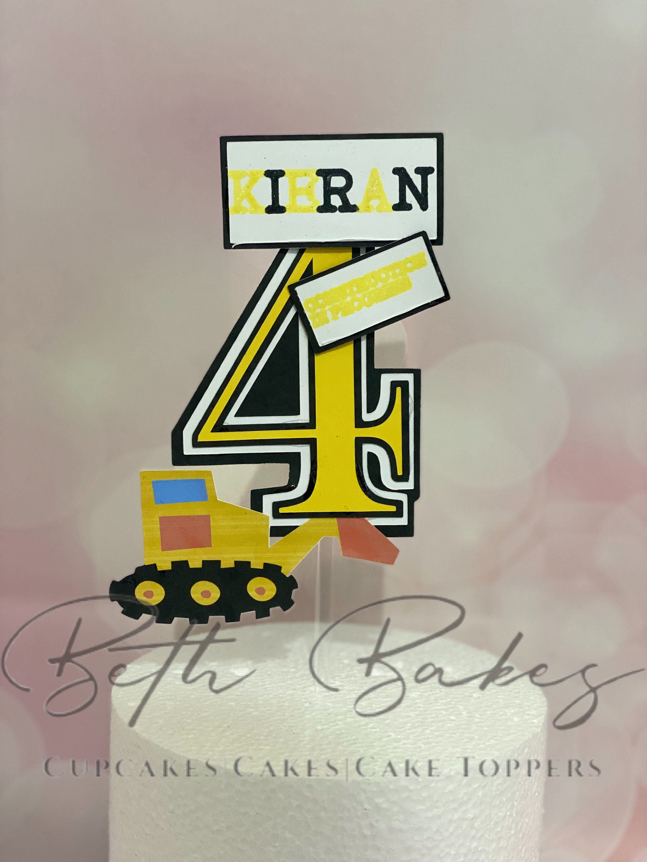 Personalised Digger Themed Cake Topper - Etsy UK
