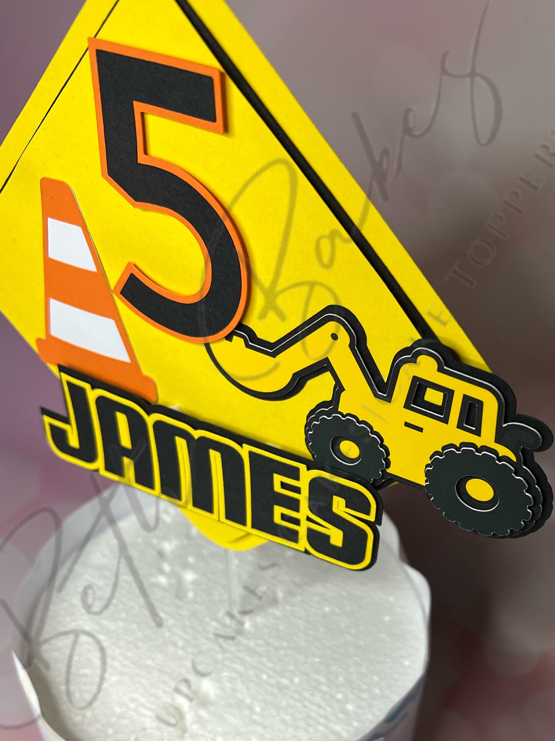 Personalised Construction Digger Cake Topper - Etsy UK