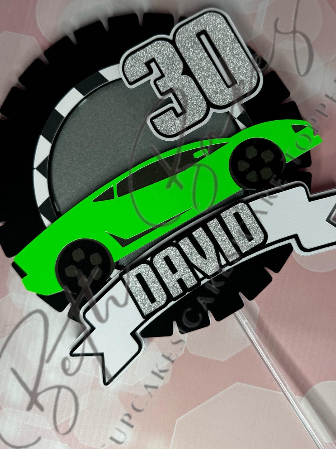 Personalised Sports Car Tyre Cake Topper - Etsy