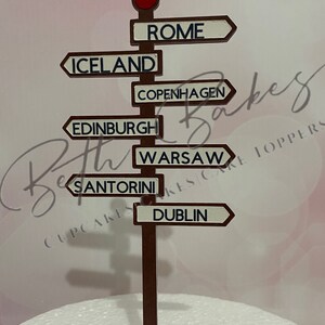 Custom Sign Post Location Cake Topper - Various Number of Locations ...