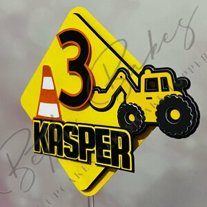 Personalised Construction Digger Cake Topper - Etsy UK
