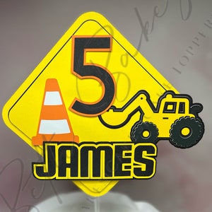 Personalised Construction Digger Cake Topper - Etsy UK