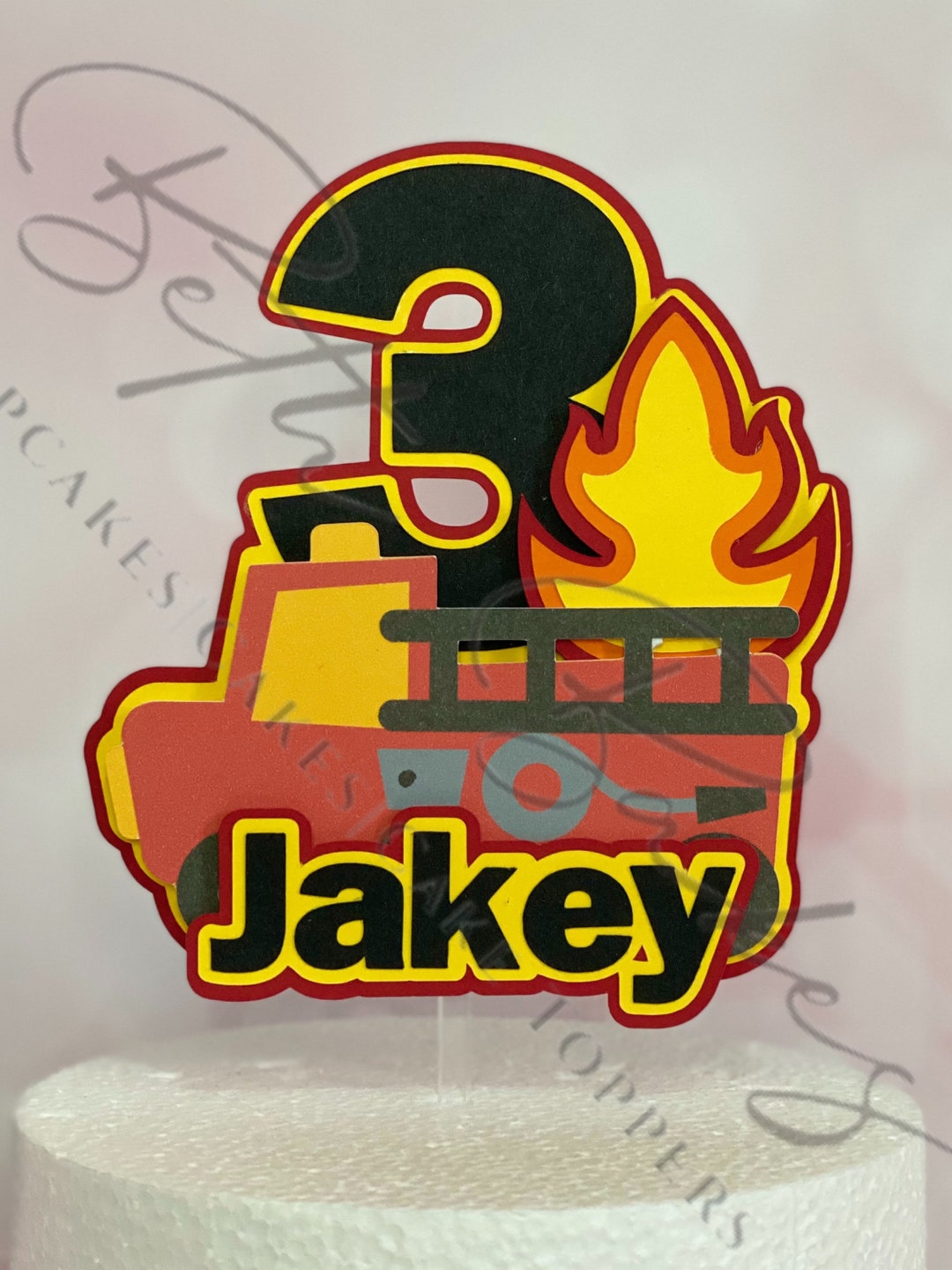 Personalised Fire Engine Cake Topper - Etsy