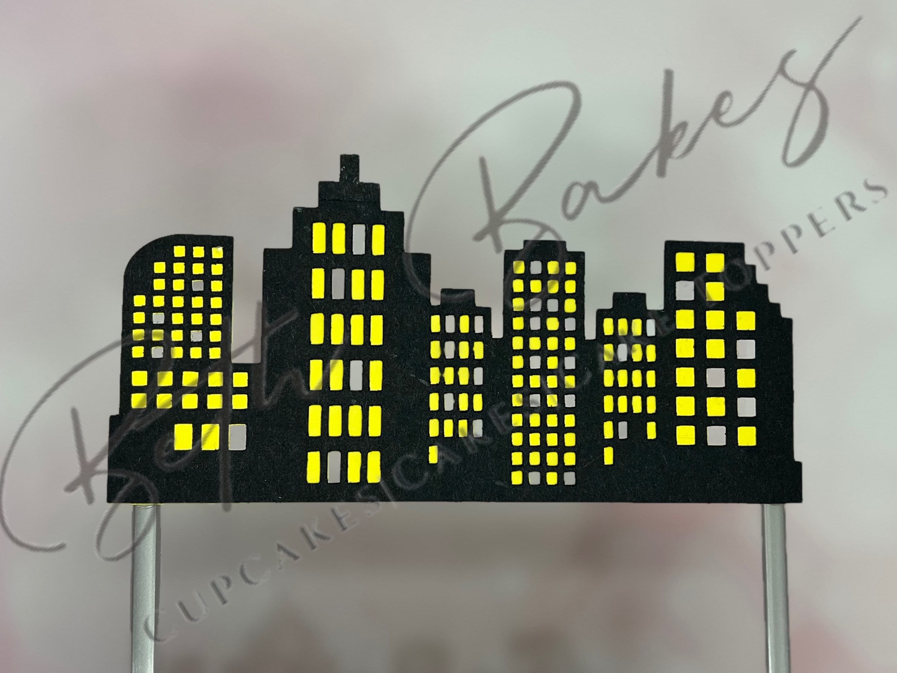 Skyscraper Background Cake Topper - Etsy