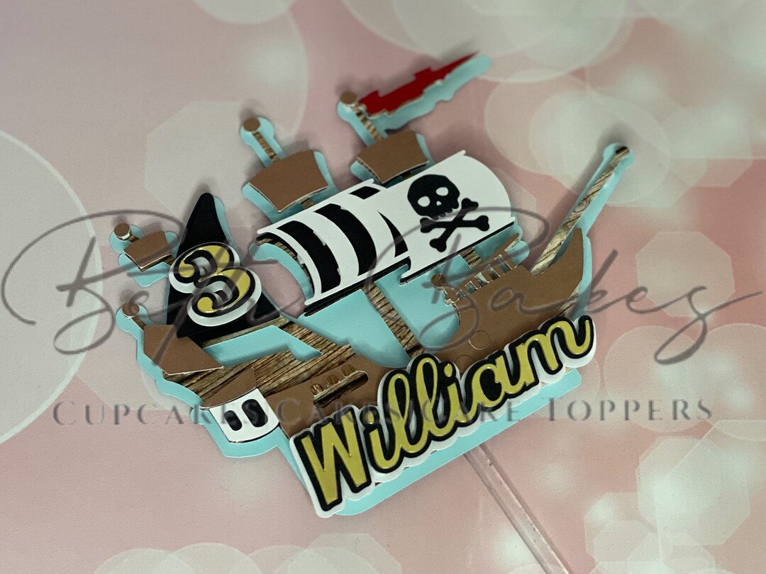 Personalised Pirate Ship Cake Topper - Etsy