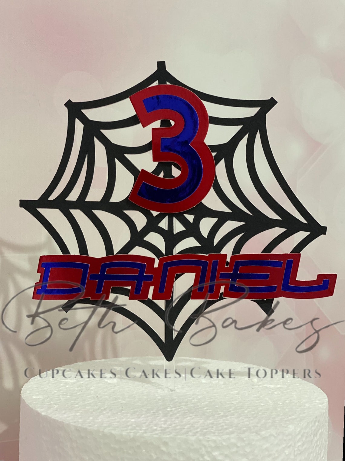 Personalised Spider Web Cake Topper - Etsy UK