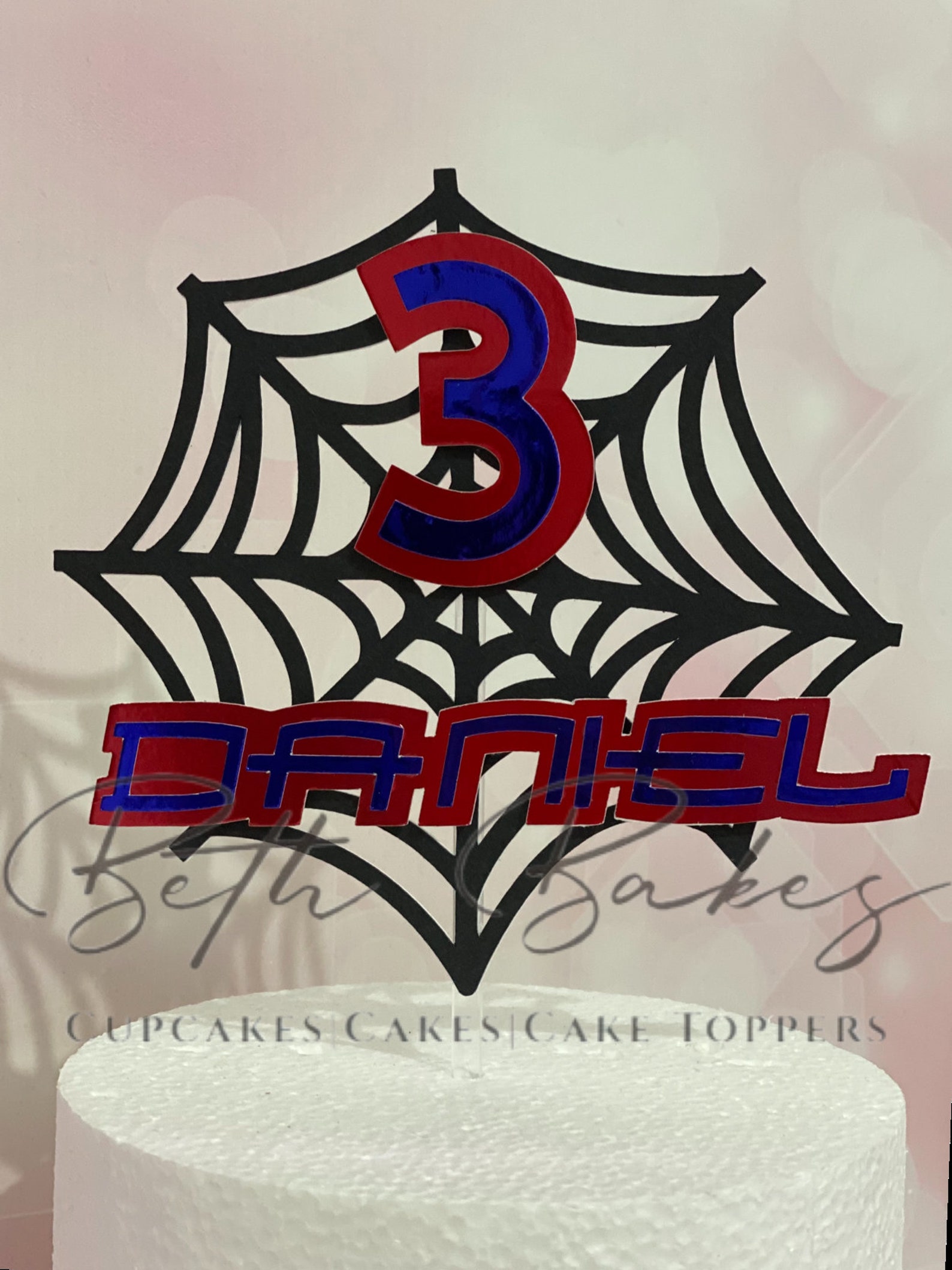 Personalised Spider Web Cake Topper - Etsy UK