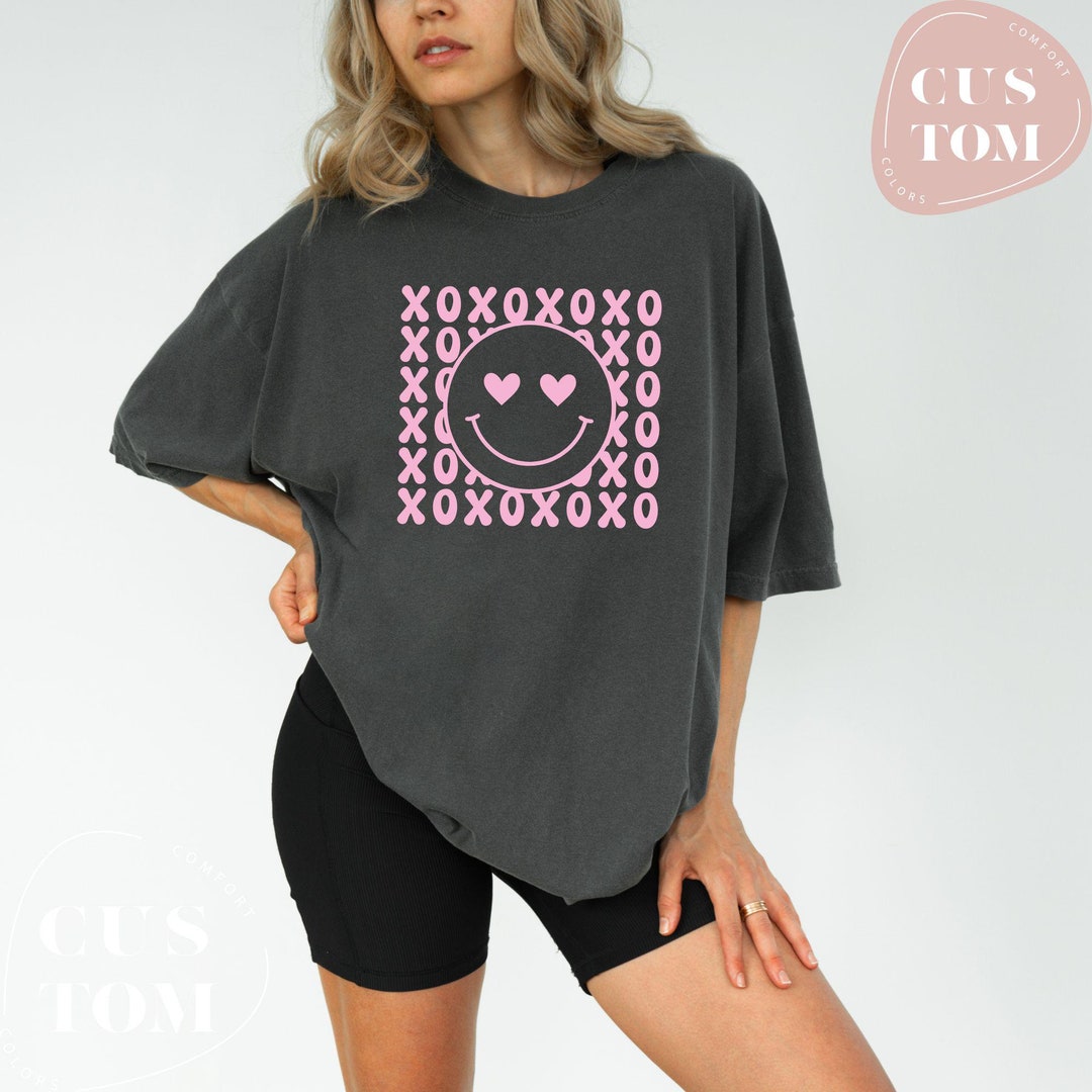 XOXO Valentine Comfort Colors T-shirt, Smile Face Heart Shirt, Retro ...