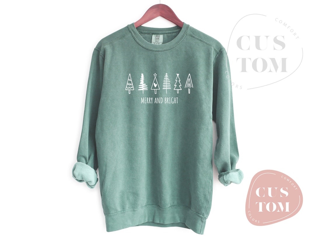 Christmas Sweatshirt Comfort Colors Sweatshirt, Merry and Bright Xmas ...