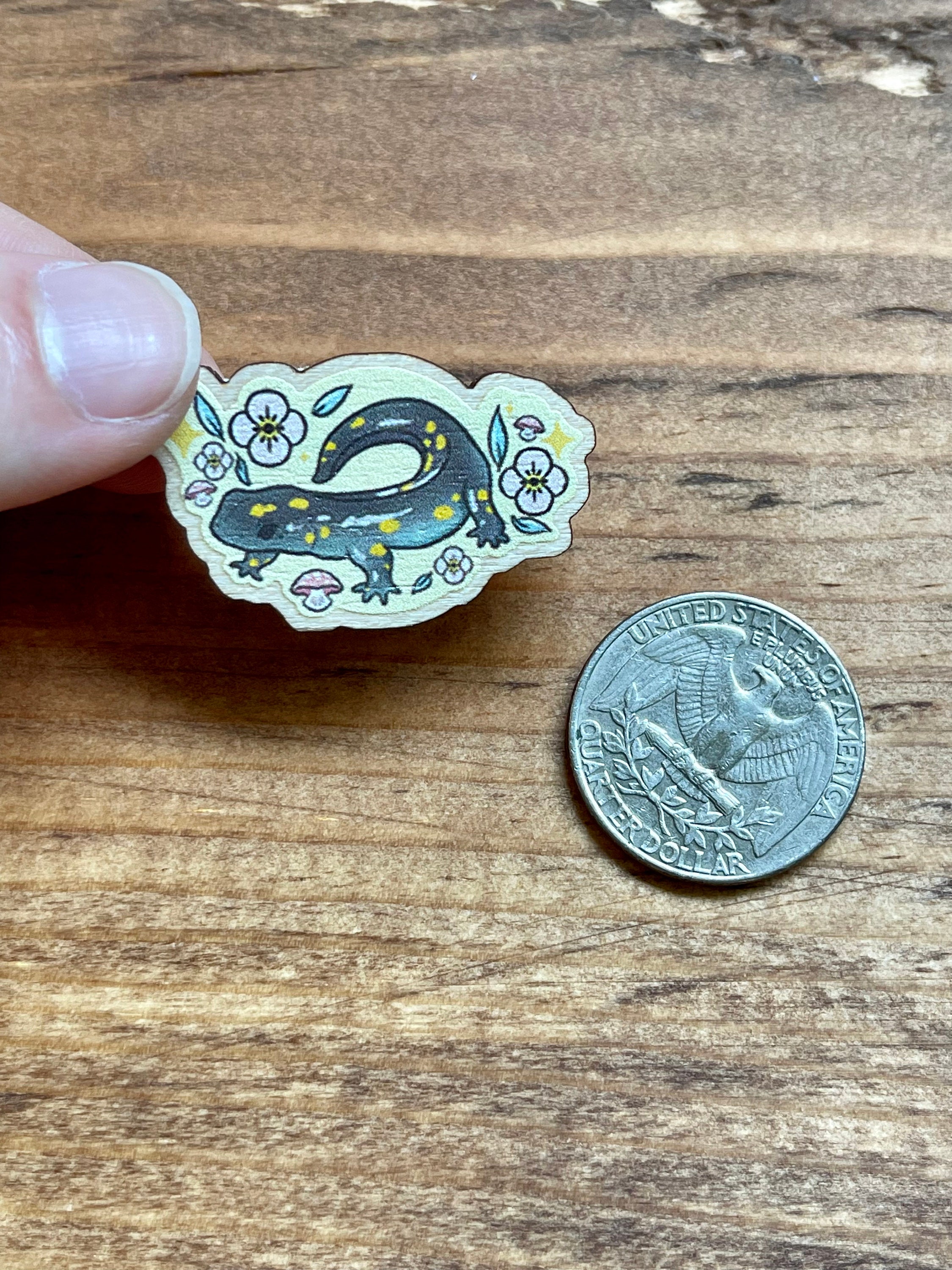 Wooden Salamander Pin | Wooden Pin | Salamander Pin | Wood Pin - Etsy