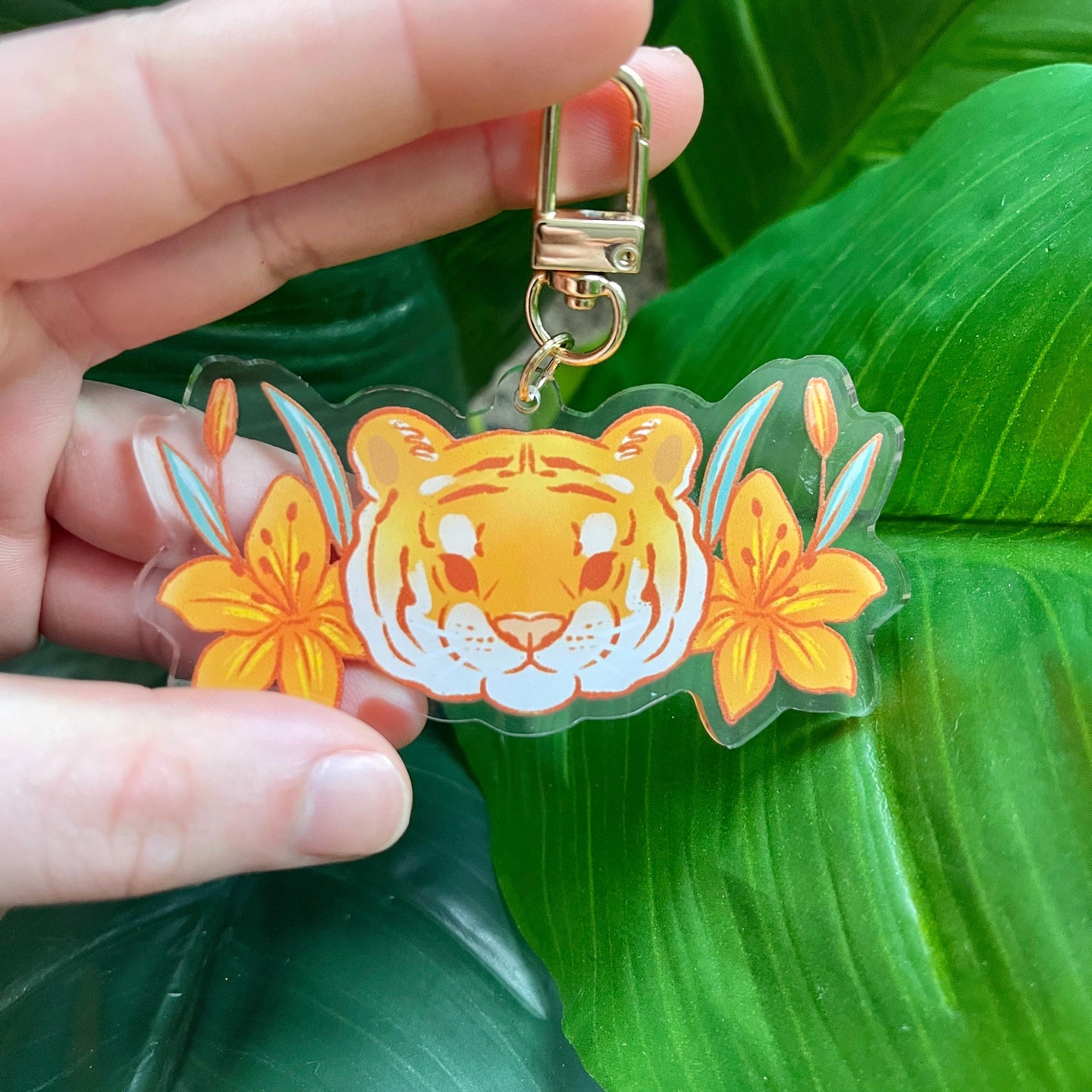 Tiger Keychain Tiger Acrylic Keychain Tiger Charm Cute - Etsy