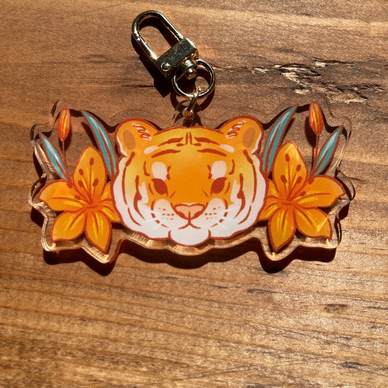 Tiger Keychain Tiger Acrylic Keychain Tiger Charm Cute - Etsy