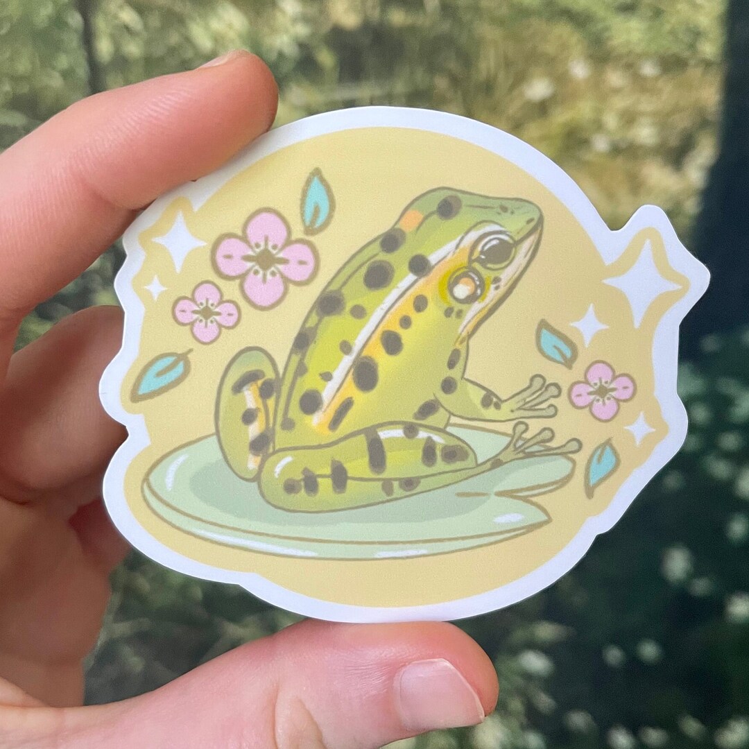 Frog Sticker Cute Frog Sticker Frog Lilypad Leopard Frog Frog Art Vinyl ...